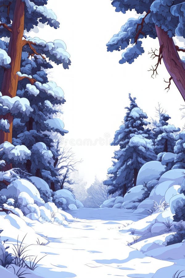 Snow Blankets the Forest, Creating a Peaceful Winter Atmosphere. Tall ...