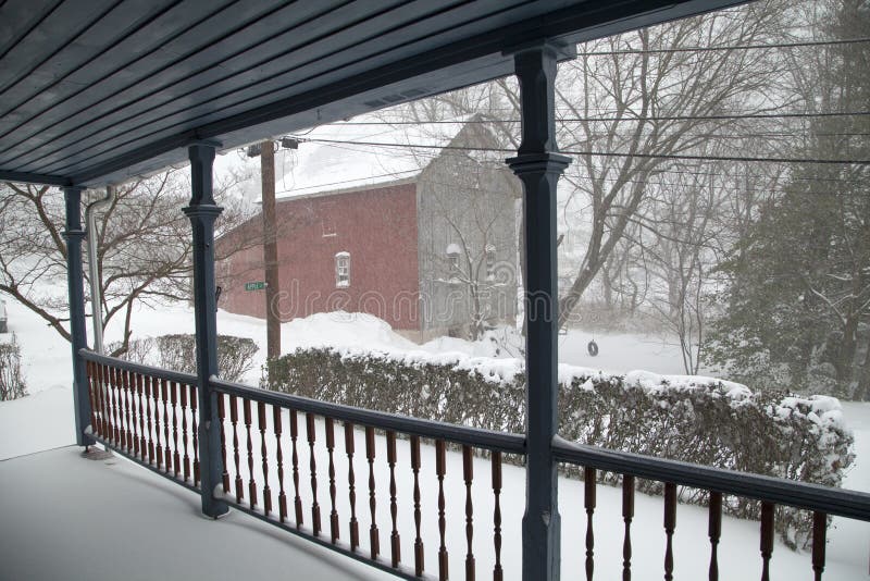 Snow blizzard stock photo. Image of houses, scene, porch - 65519338