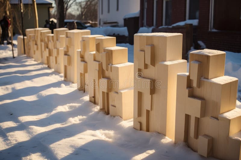 Snow Blocks Ready for Carving in a Row Stock Illustration ...