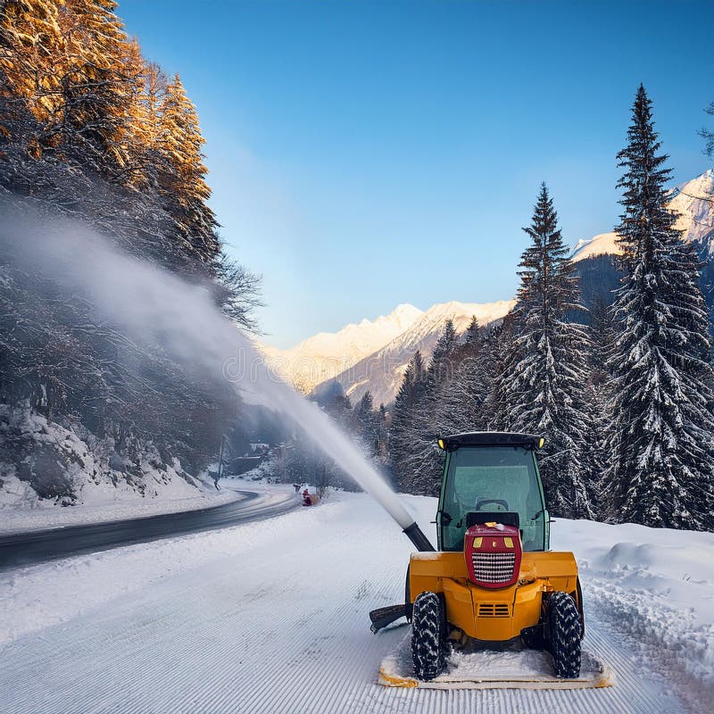 Snow blower, AI generated stock illustration. Illustration of snow ...