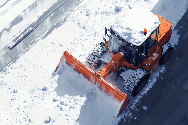 Snow Blower Clearing Heavy Snowfall Scene Stock Illustration ...