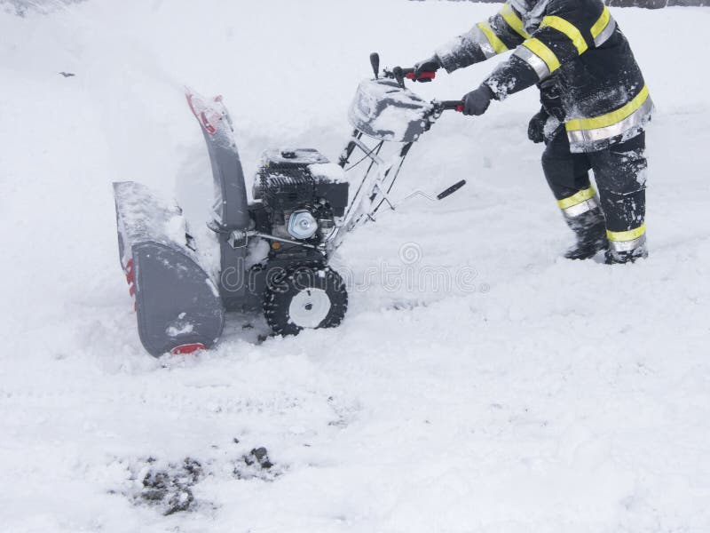 A Snow Blower is Clearing a Road Stock Image - Image of employment ...