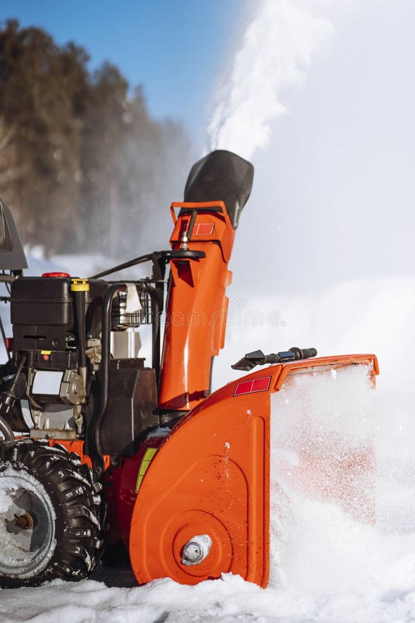 Snow Blower in Deep Snow Accumulation.Vertical Stock Image - Image of ...
