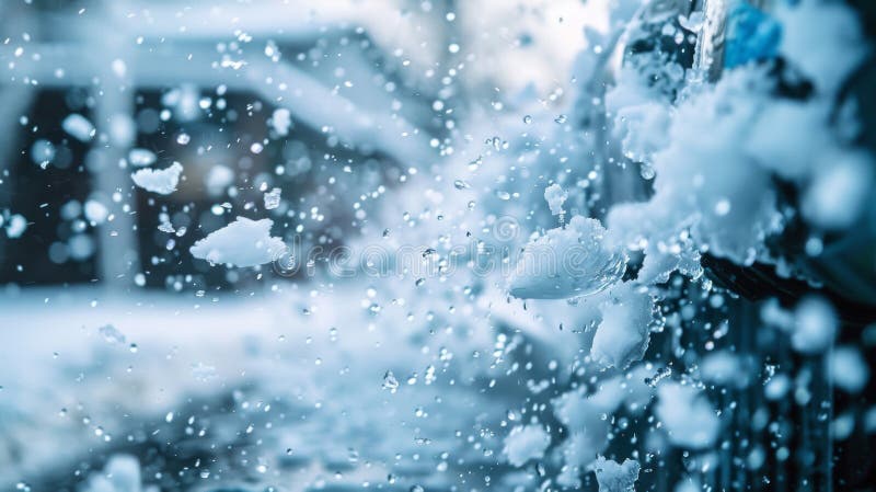 The Snow Blowers Efficient Discharge Shooting Out the Snow in a Steady ...