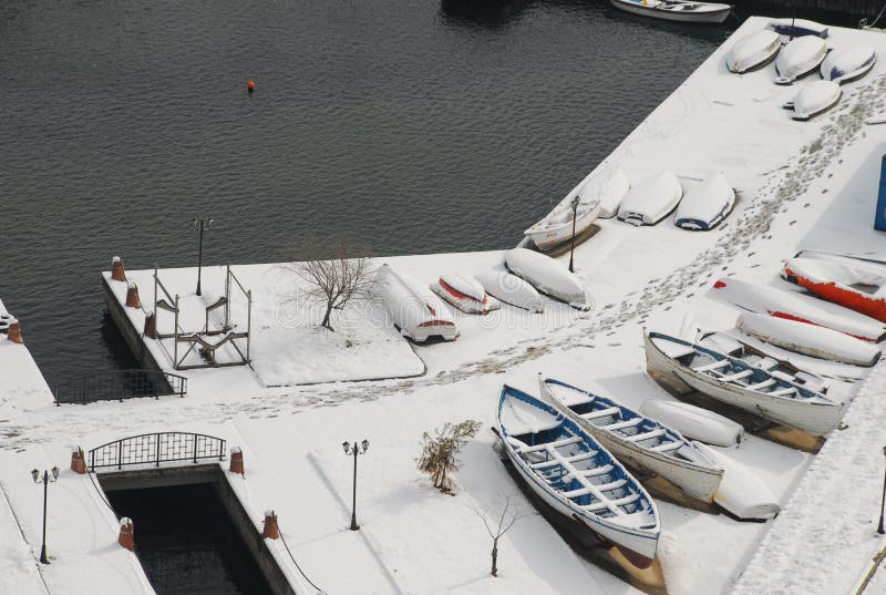 Snow and boats stock photo. Image of peace, boats, lake - 33464380