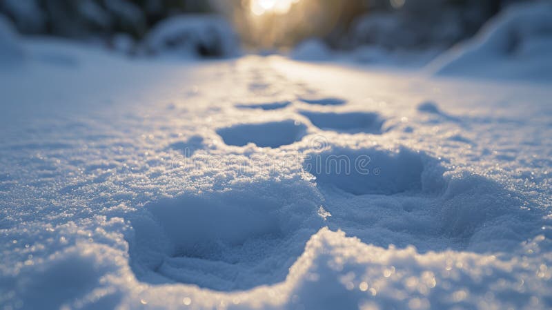 Snow Boot Footprints Etch a Journey through the Pristine Blanket of ...