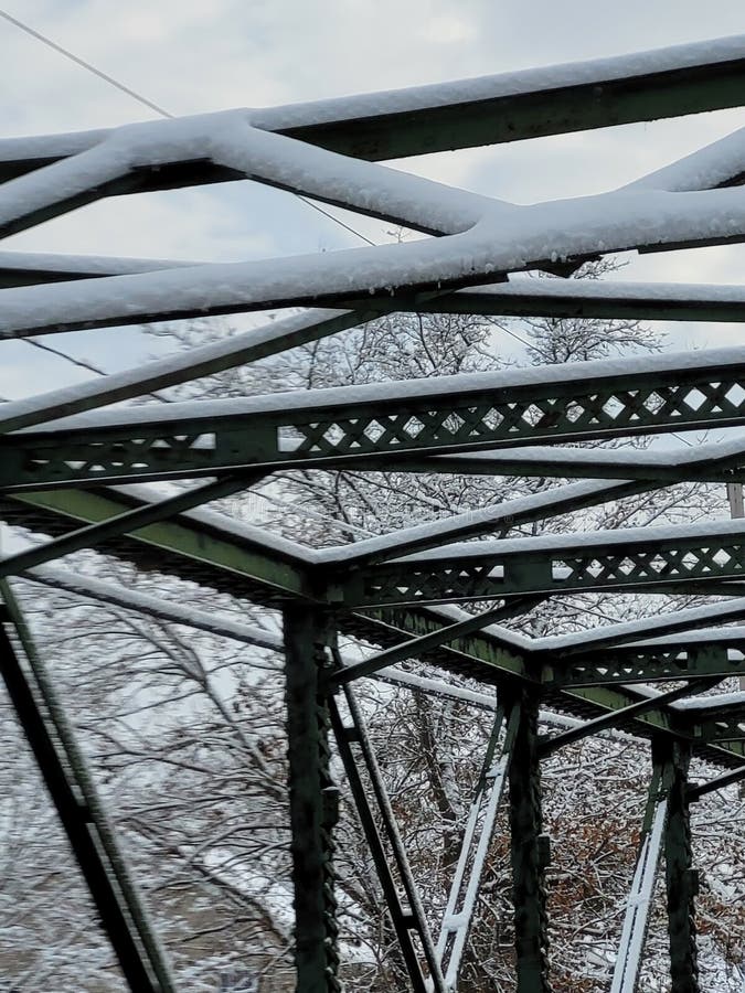 Snow on the bridge stock photo. Image of sunlight, freezing - 235724170
