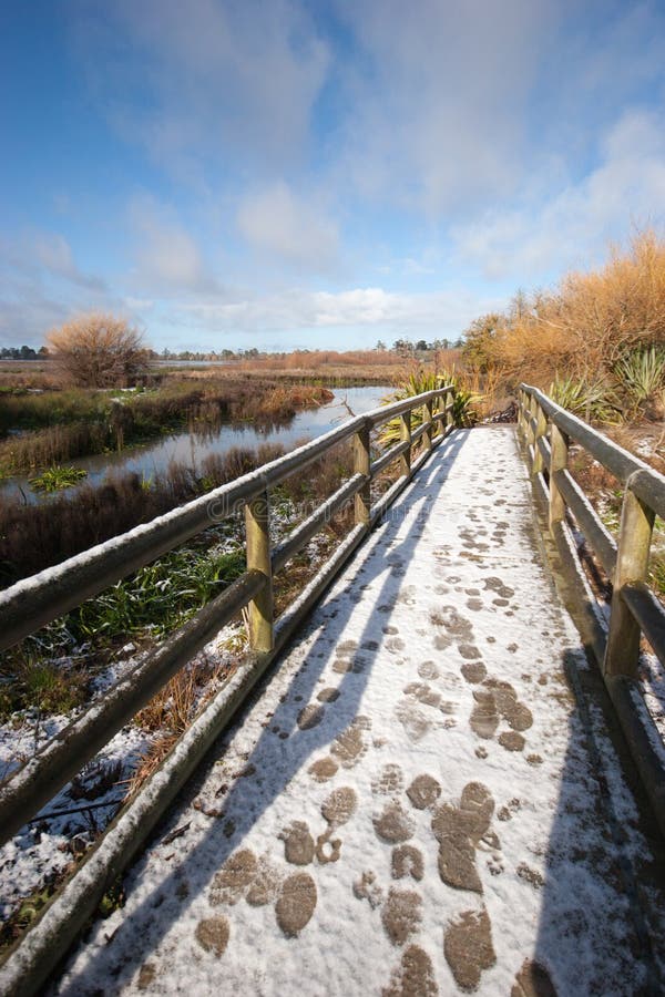 Snow on bridge stock photo. Image of path, bridge, wood - 24519614