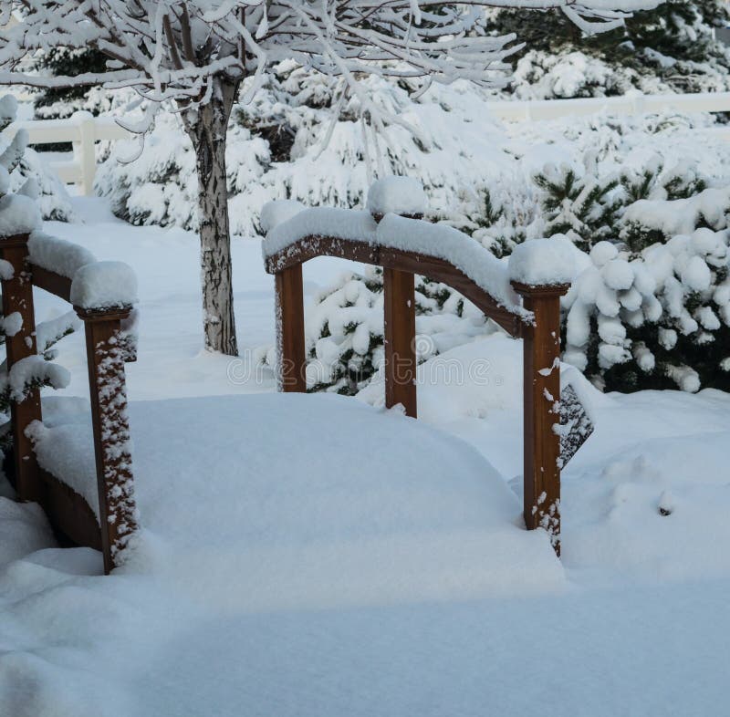 Snow Bridge stock image. Image of white, creek, cold - 87804241