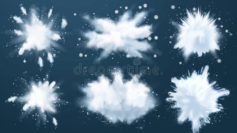 Snow Burst with Exploding White Powder Clouds, Ice Particles and ...