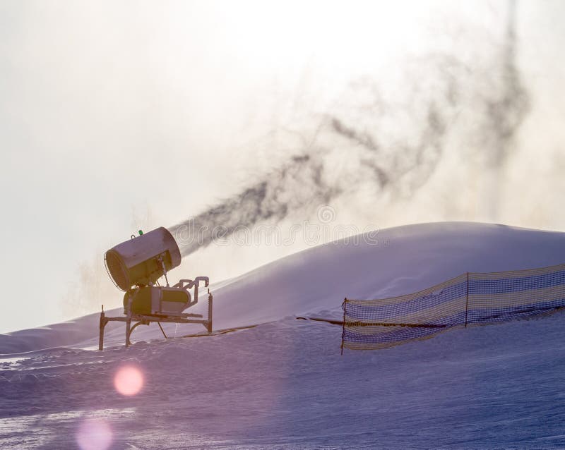 Snow Cannon in a Ski Resort in Winter Stock Photo - Image of activity ...