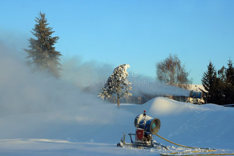 Snow cannon stock image. Image of weather, cannon, working - 42426503