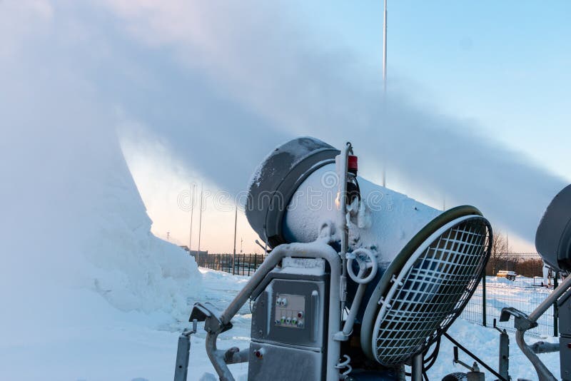 Snow Cannons Spray Artificial Snow Crystals. Artificial Snow System ...