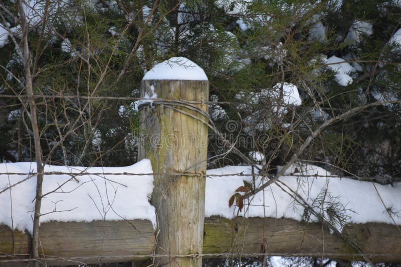 Snow capped fence post stock image. Image of front, fence - 210924285