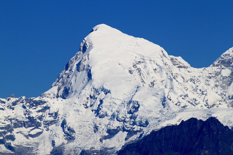 Snow-capped Mount Chomolhari Seen from Chele La. Stock Image - Image of ...