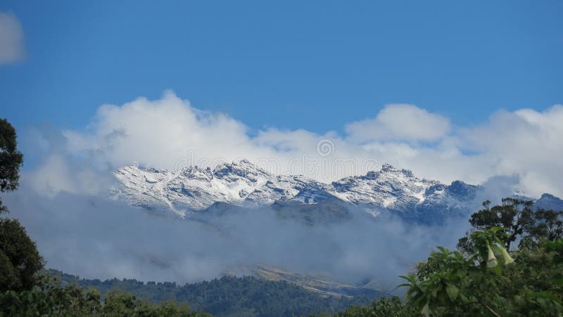Snow Capped Mount Kenya with Clouds Stock Image - Image of capped ...