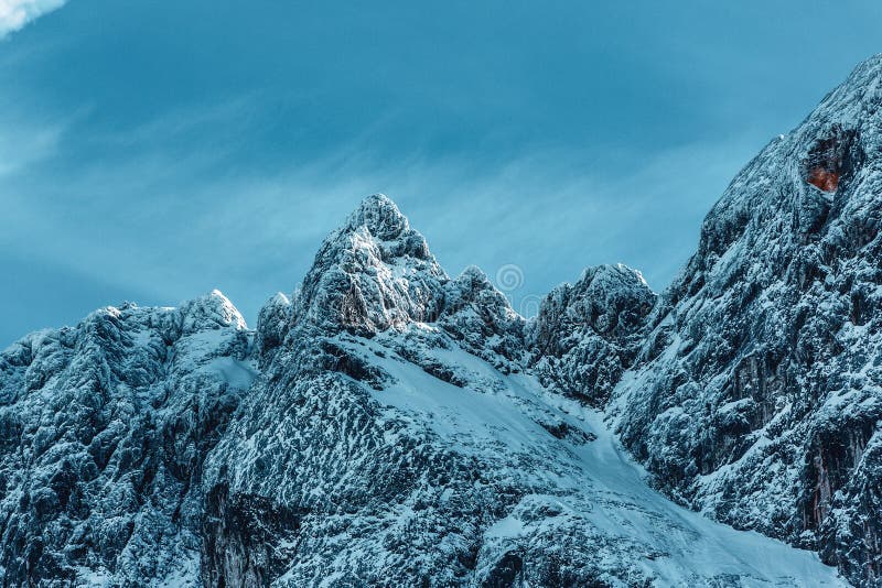 Snow-capped Mountain in the Alps. Stock Photo - Image of terrain, snow ...