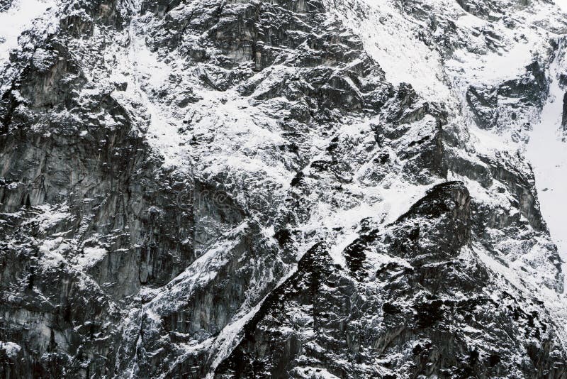 Snow-capped Mountain Close-up. the Texture of the Stones in the Snow ...