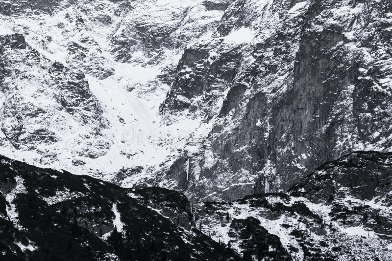 Snow-capped Mountain Close-up. the Texture of the Stones in the Snow ...
