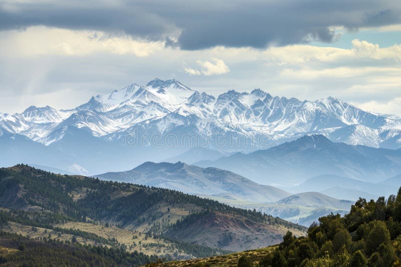 Snow Capped Mountain Peaks in the Distance Enhance Depth Perception ...