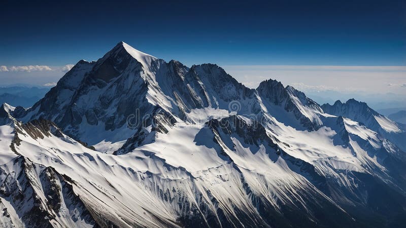 Snow-capped Mountain Peaks Under a Clear Blue Sky Stock Photo - Image of snow, range: 342137160