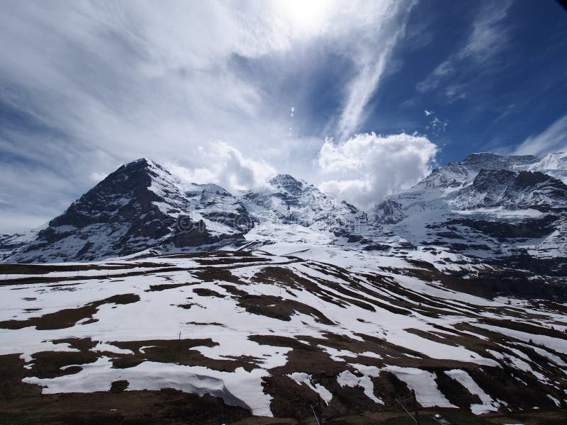 Snow Capped Mountains in Swiss Alps Stock Image - Image of switzerland ...
