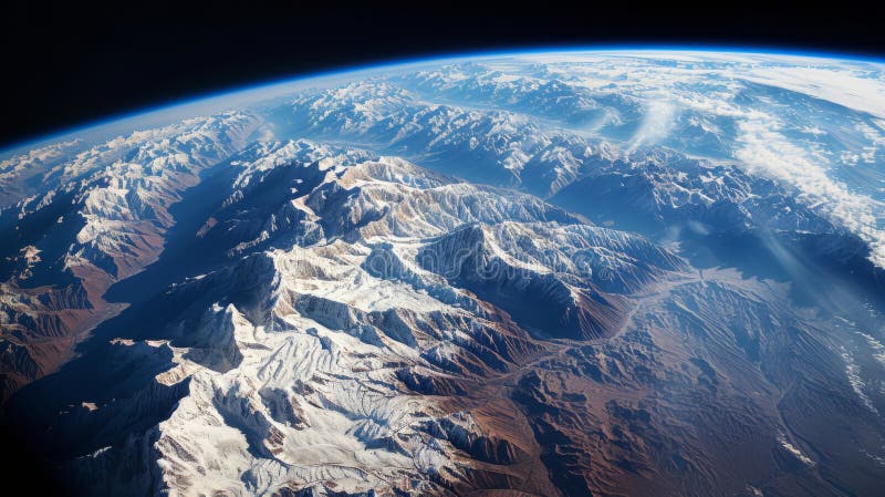 Snow-Capped Peaks from Space: Earth S Majestic Mountains Stock Image ...