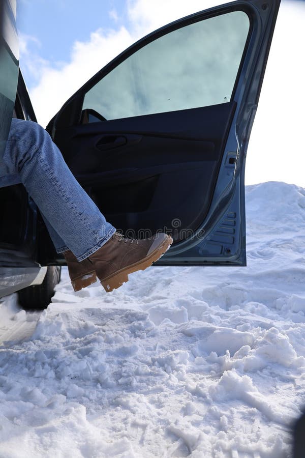 Snow car boot stock photo. Image of driver, clear, jeans - 360991560