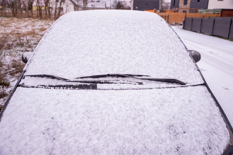 Snow on the Car, Cold Winter, Unsafe Driving Stock Photo - Image of ...