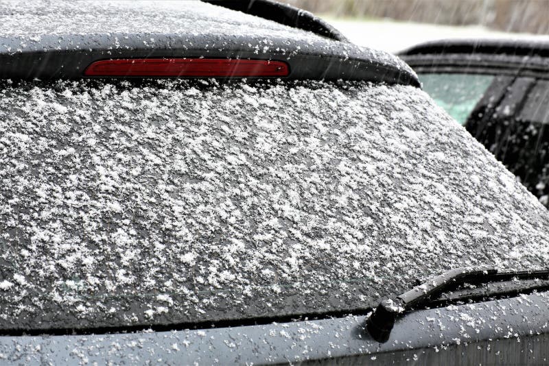 Snow on the car stock photo. Image of texture, cold - 208704988
