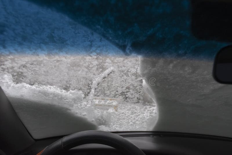 Snow on car window stock image. Image of nature, glass - 158615383