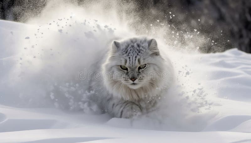 A Snow Cat in the North Pole Ai, Ai Generative, Illustration Stock ...