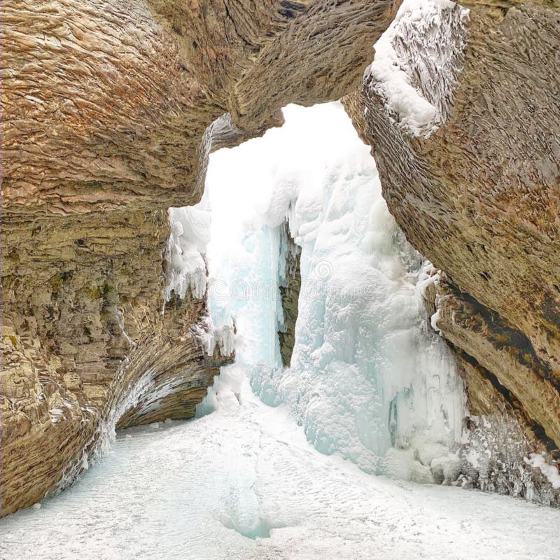 Snow Cave View of Yoho National Park Stock Image - Image of rock, cliff ...