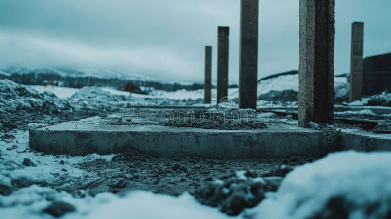 Snow on Cement Pile stock photo. Image of snow, cold - 380006684
