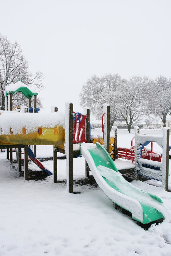 Snow on a Children S Playground Stock Photo - Image of snow, white: 894274