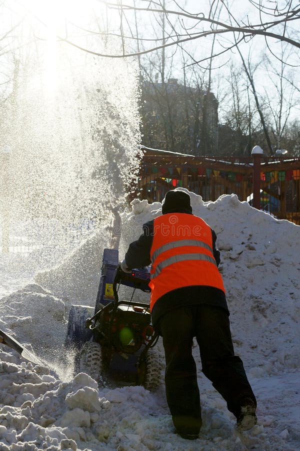 Snow cleaning editorial stock photo. Image of people - 28926483