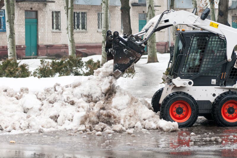 Snow Cleaning Machine on the Streets of the City Stock Image - Image of ...