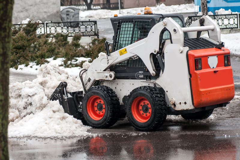 Snow Cleaning Machine on the Streets of the City Stock Image - Image of ...