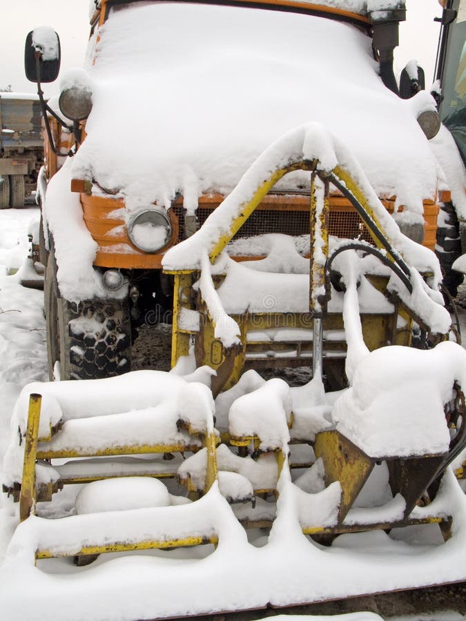 Snow-cleaning Truck Covered in Snow Stock Photo - Image of transport ...