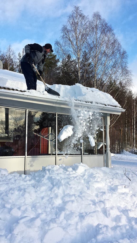 Snow Cleaning from Veranda, in the North Stock Photo - Image of deep ...