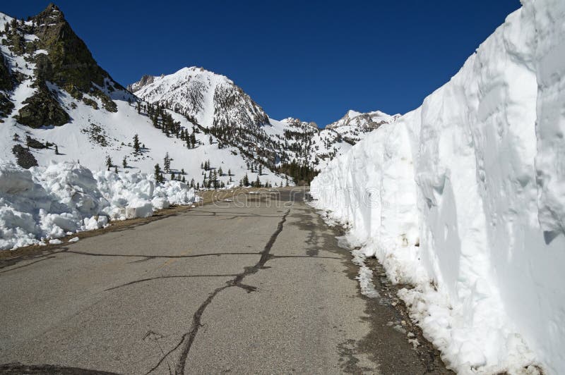 Snow Cleared from Mountain Road Stock Image - Image of snowy ...