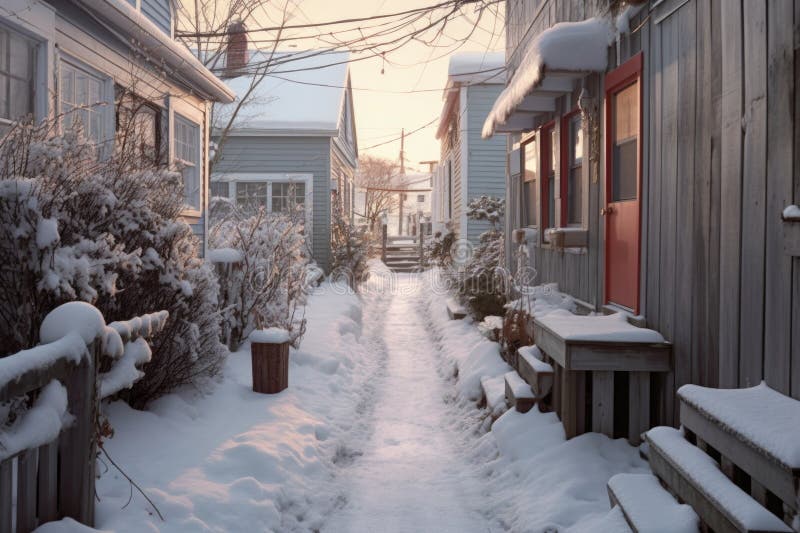 Snow-cleared Pathway Leading To a House Door Stock Illustration ...