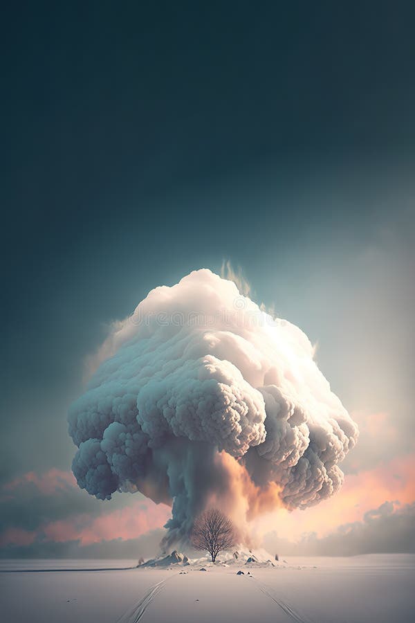 Snow Cloud Explosion because of Nuclear Bomb Detonation. Stock ...
