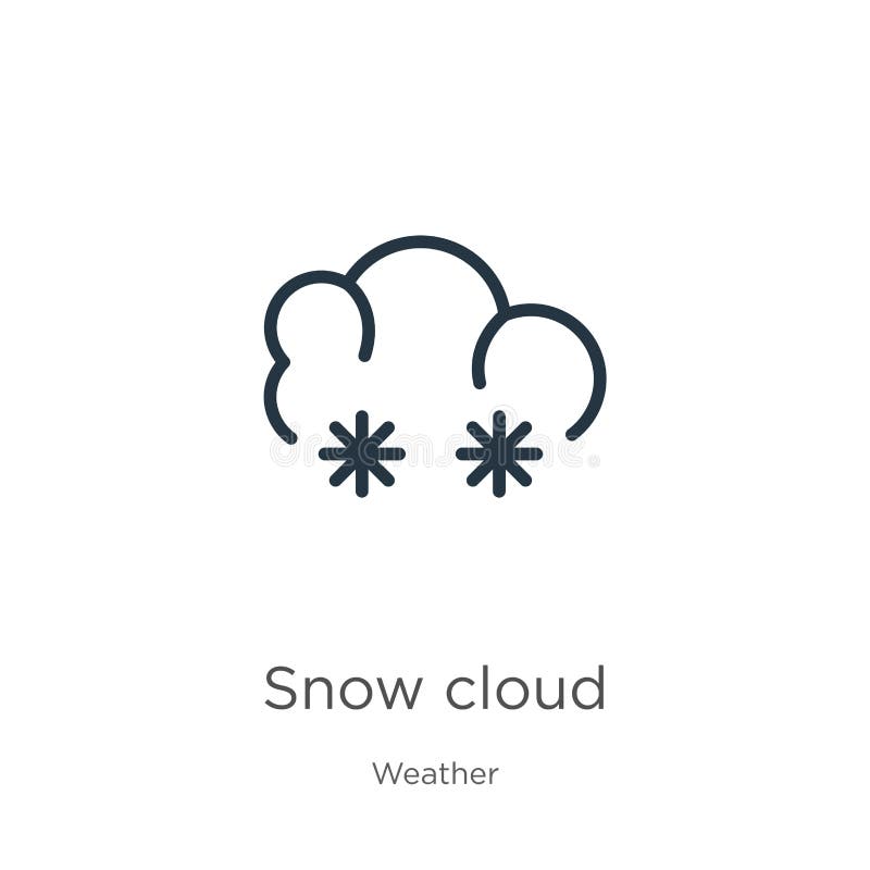 Snow Cloud Icon. Thin Linear Snow Cloud Outline Icon Isolated on White ...