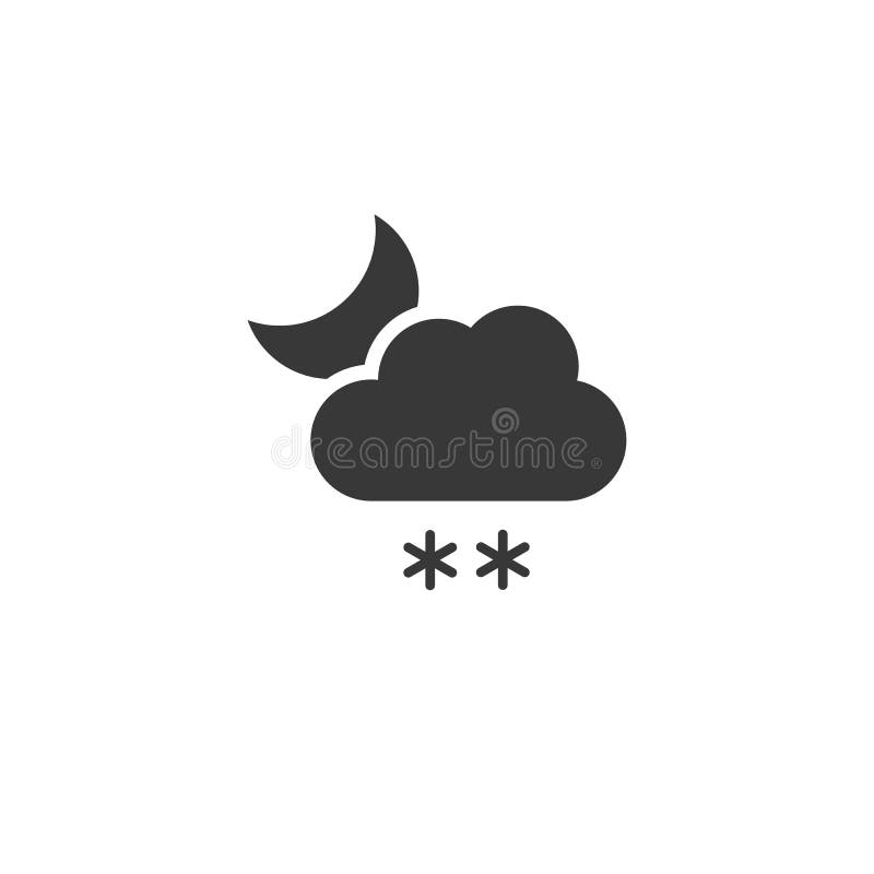 Snow, Cloud and Moon. Icon. Night Weather Glyph Vector Illustration ...