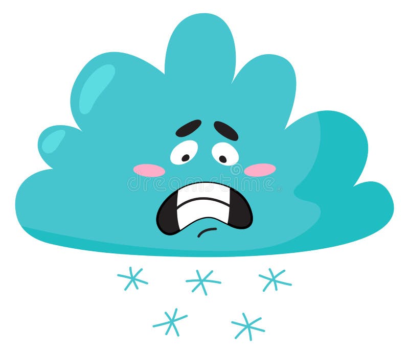 Snow Cloud with Scared Face. Kawaii Weather Character Stock Vector ...
