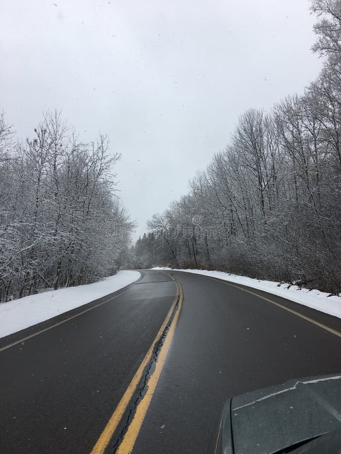 Snowy drive stock image. Image of snow, winter, driving - 99081421