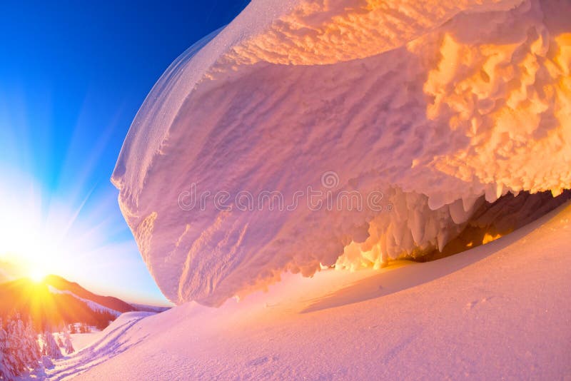 The Snow Cornice at the Top Stock Image - Image of freeride, hill ...