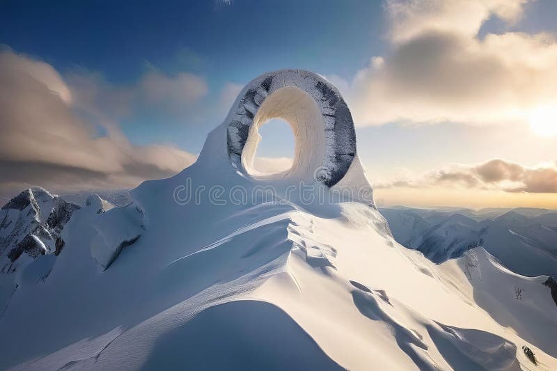 Snow Cornice on a Mountain Ridge Shaped Like the Number Stock ...