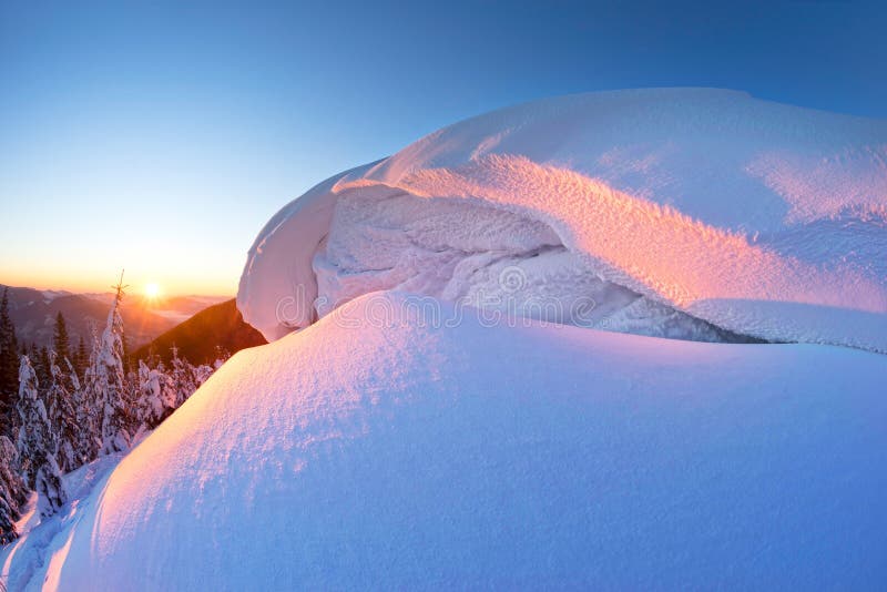 The Snow Cornice at the Top Stock Image - Image of cornice, background ...